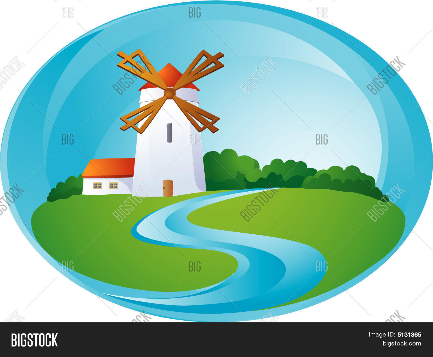 Rural Background Mill Vector & Photo (Free Trial) | Bigstock