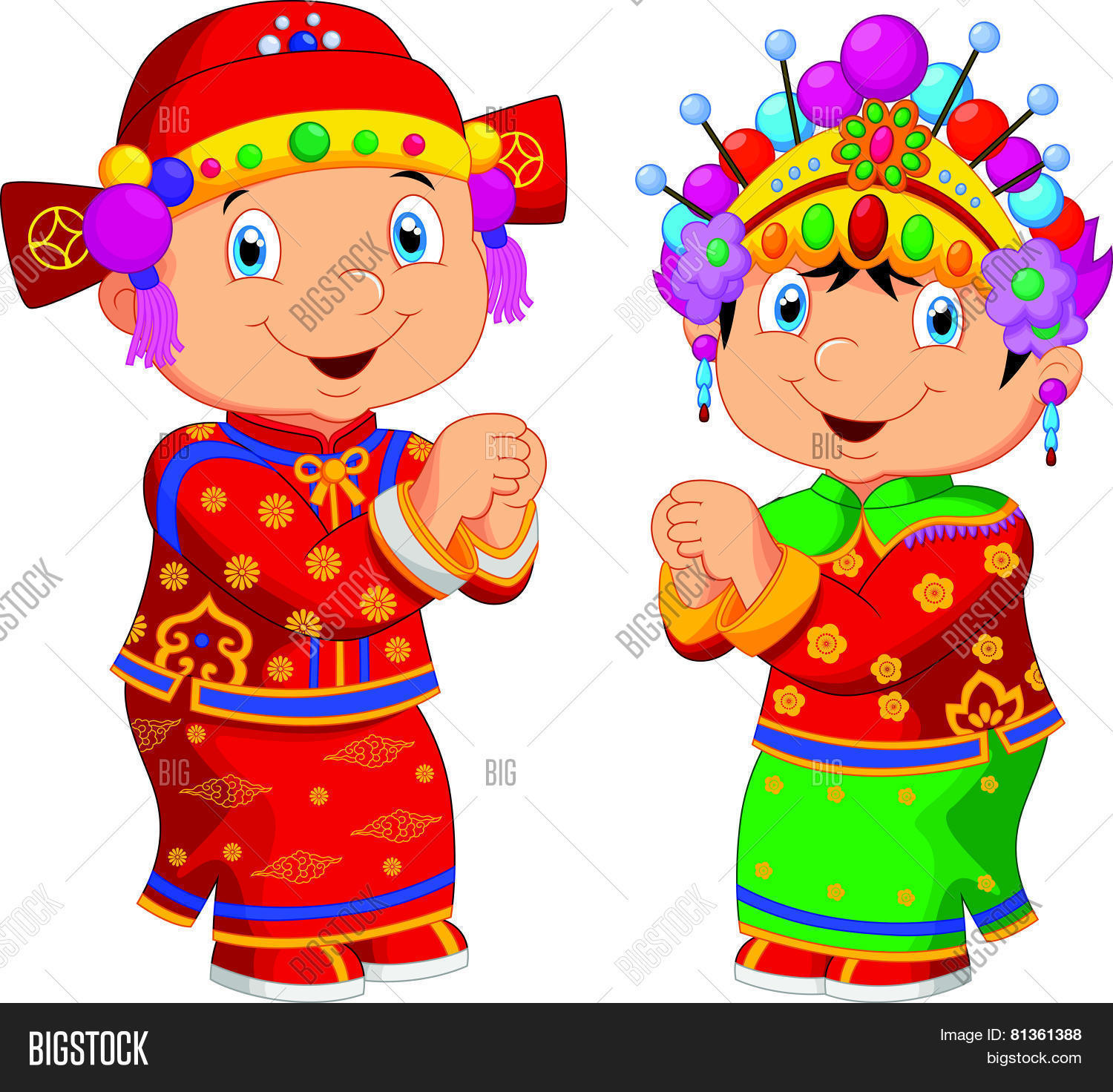 Cartoon Chinese Kids Vector & Photo (Free Trial) | Bigstock