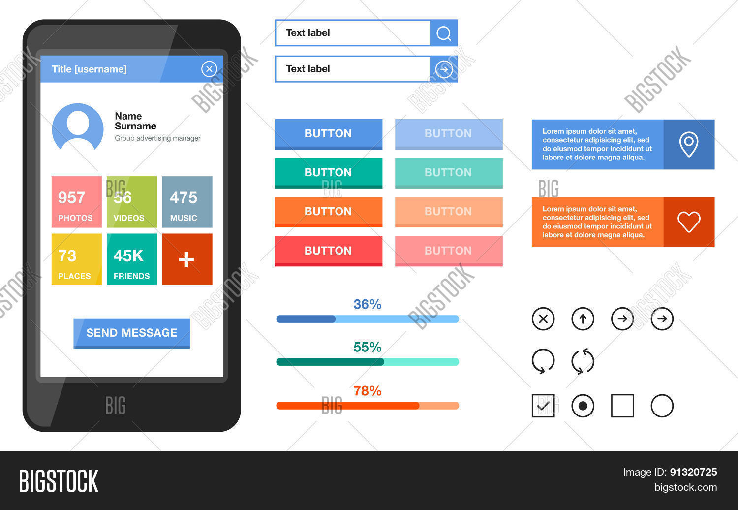 Simple Mobile Flat UI Vector & Photo (Free Trial) | Bigstock