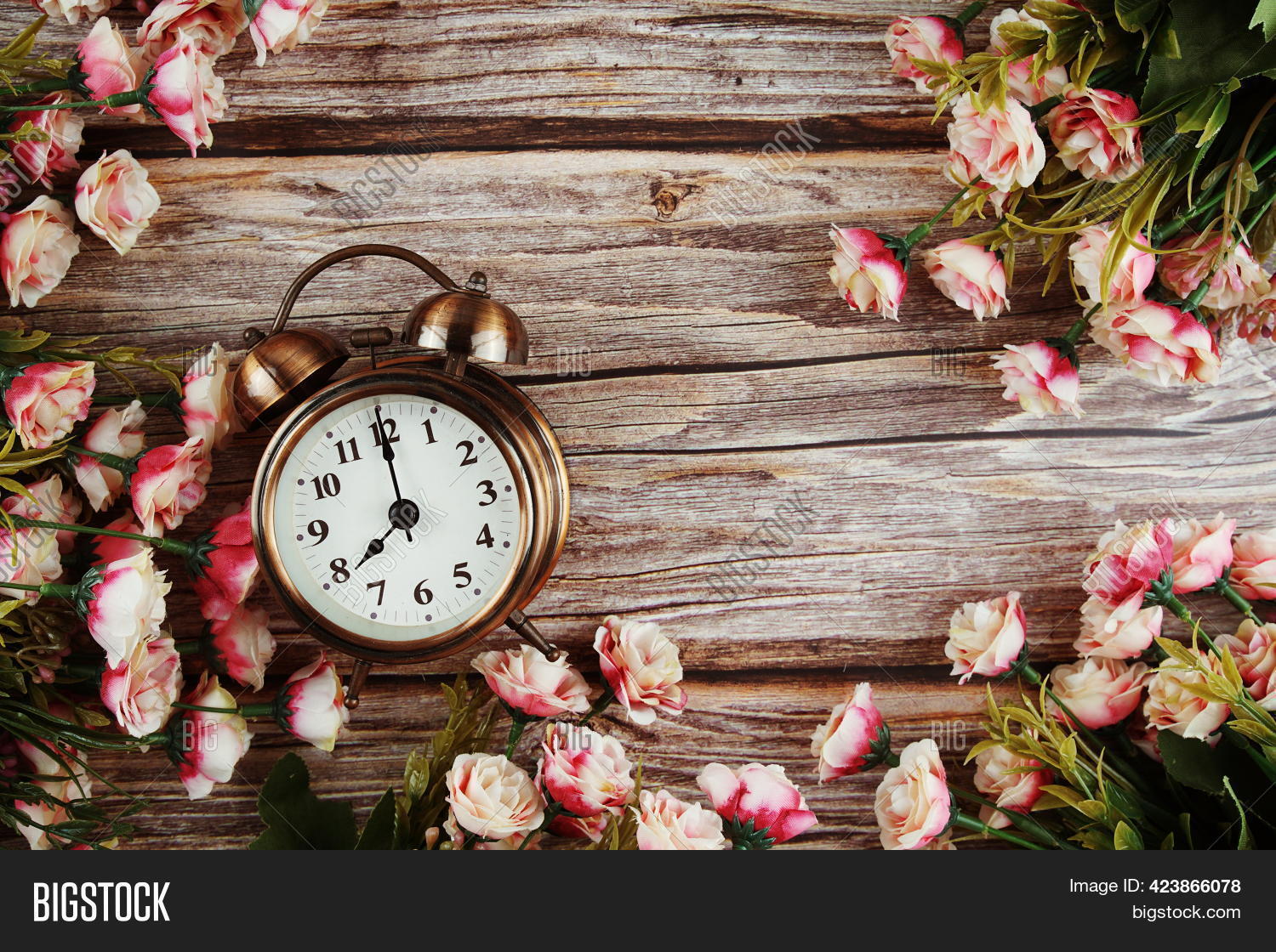 Alarm Clock Pink Roses Image & Photo (Free Trial) | Bigstock