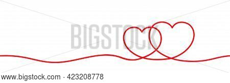 Double Heart Shape Line Art Continuous Red, Hand Drawn Graphic Concept ...