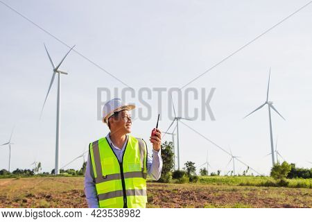 Rear View Man Engineer Wearing Personal Protective Equipment Working In ...