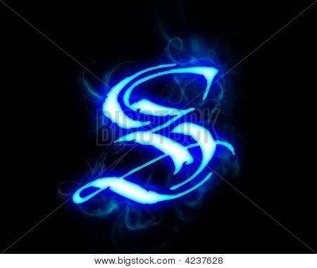 Letter E Blue Fire