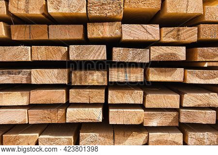A Stack Of Wooden Boards, Wooden Boards At A Sawmill, A Warehouse Of ...