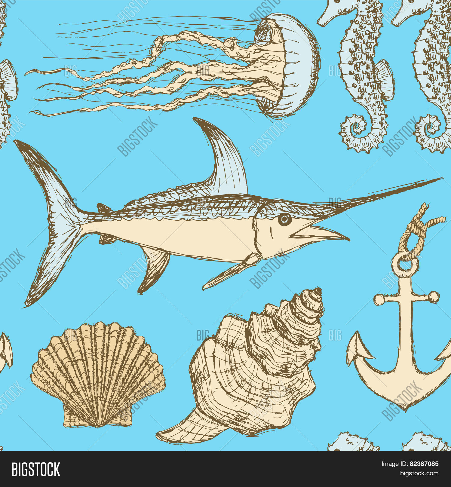 Sketch Sea Set Vector & Photo (Free Trial) | Bigstock