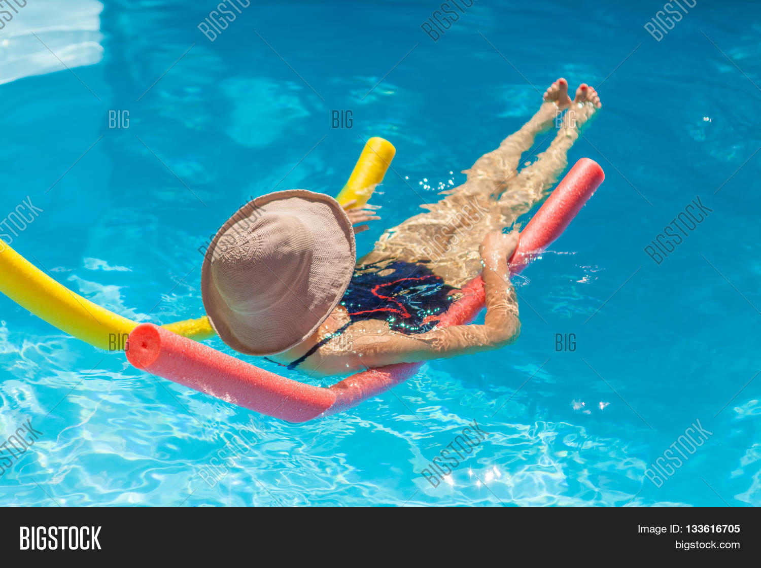 Lady Floating Pool On Image & Photo (Free Trial) | Bigstock