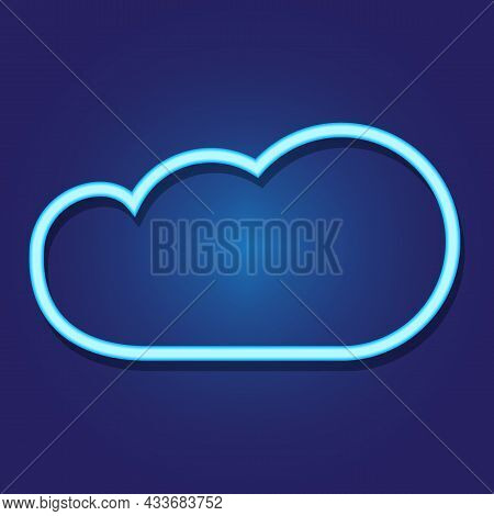 Neon Blue Cloud Icon Vector & Photo (Free Trial) | Bigstock