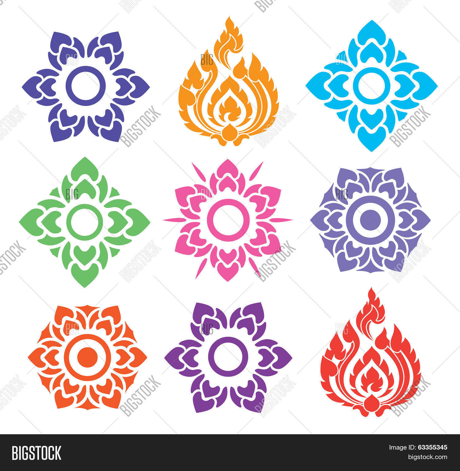 Colorful Floral Thai Vector & Photo (Free Trial) | Bigstock