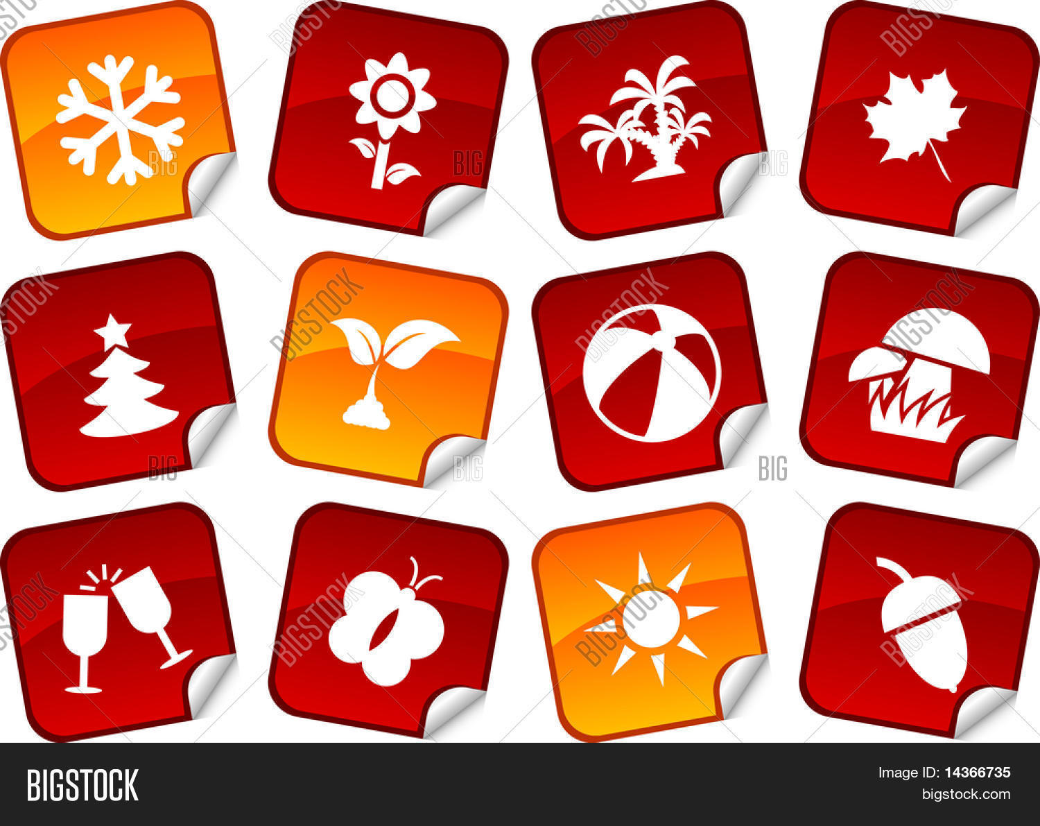 Seasons Sticker Set. Vector & Photo (Free Trial) | Bigstock