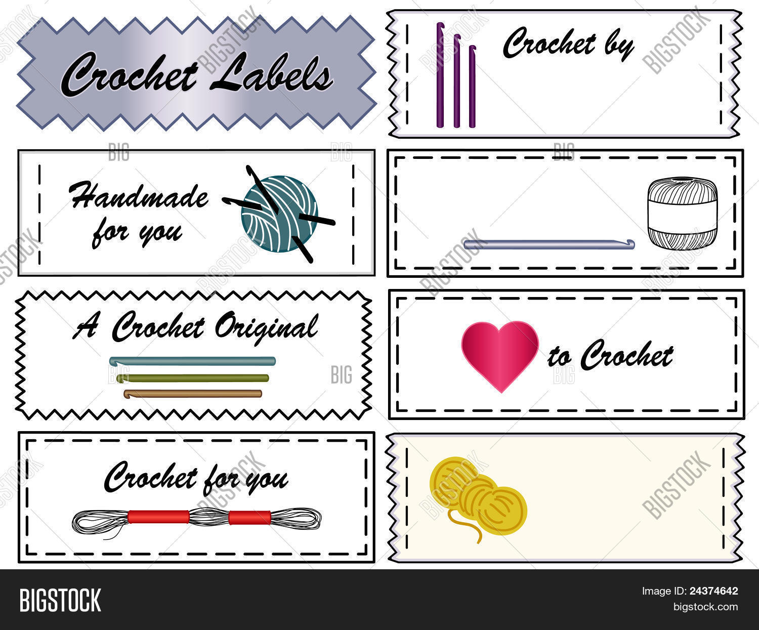Crochet Labels Vector & Photo (Free Trial) | Bigstock