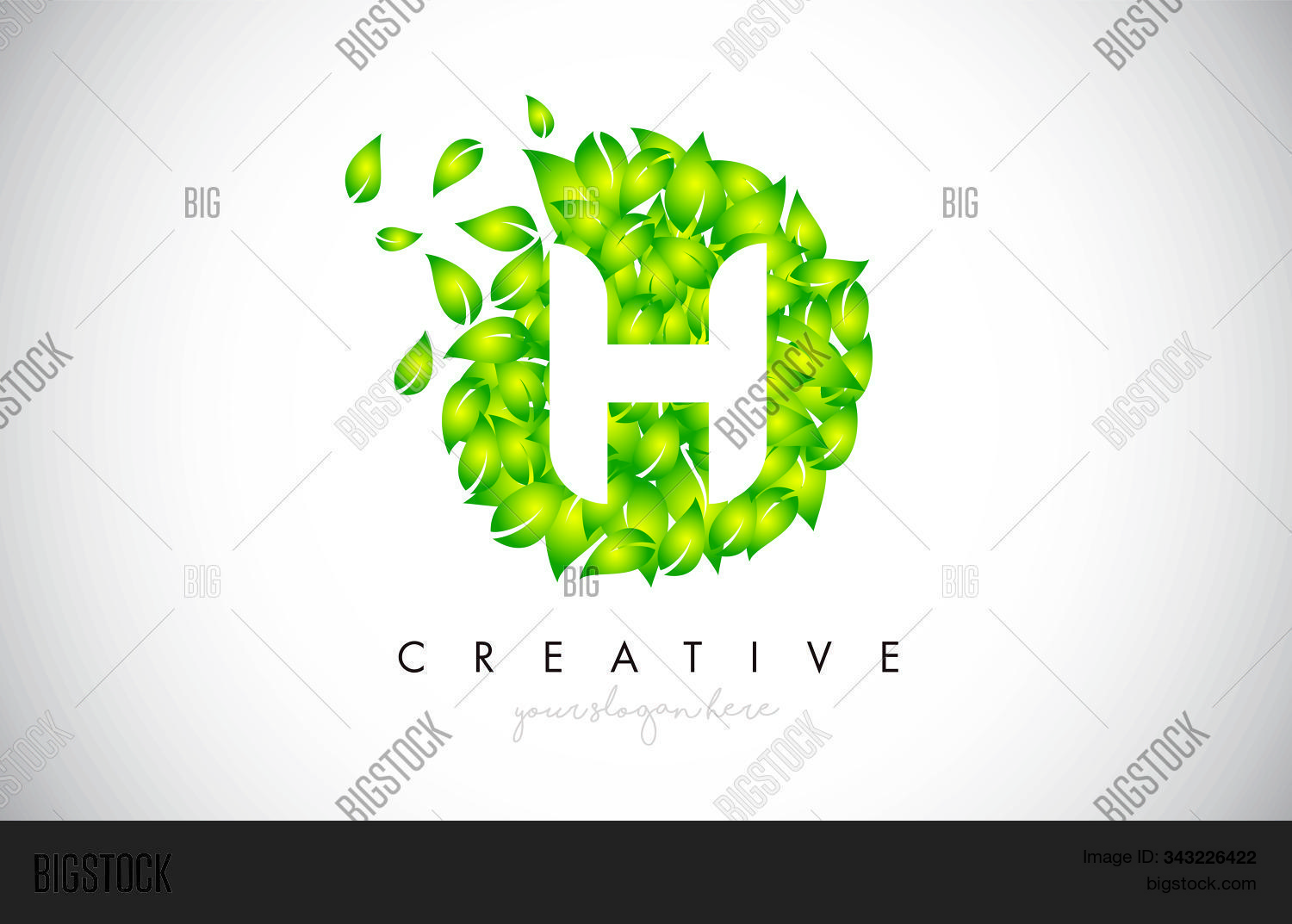 H Green Leaf Logo Vector & Photo (Free Trial) | Bigstock