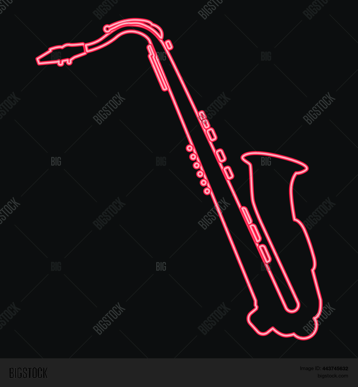 Neon Saxophone Red Vector & Photo (Free Trial) | Bigstock