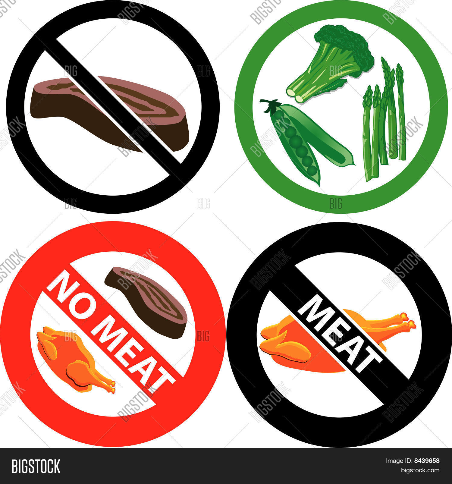 No Meat Sign Vector & Photo (Free Trial) | Bigstock