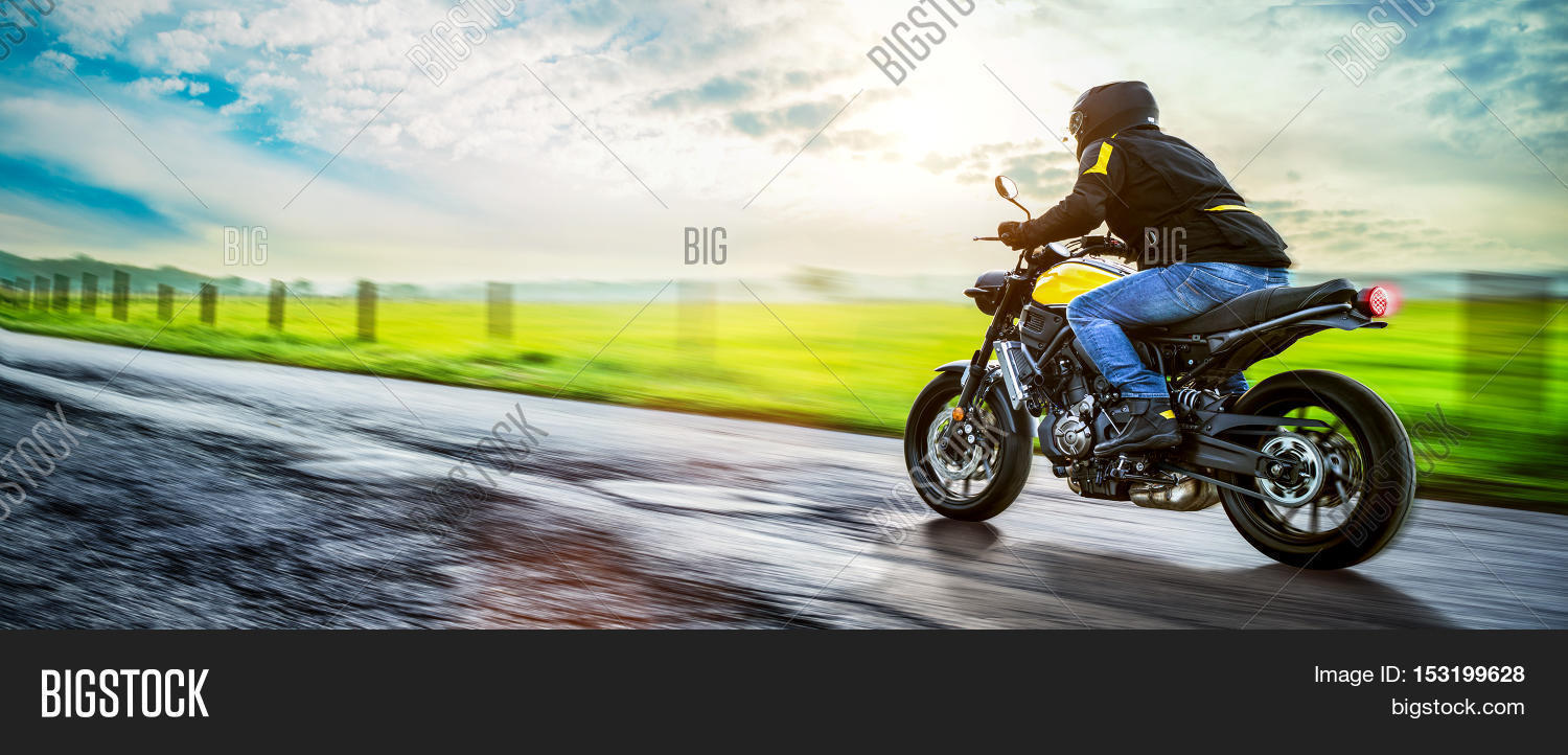 Motorbike On Road Image & Photo (Free Trial) | Bigstock