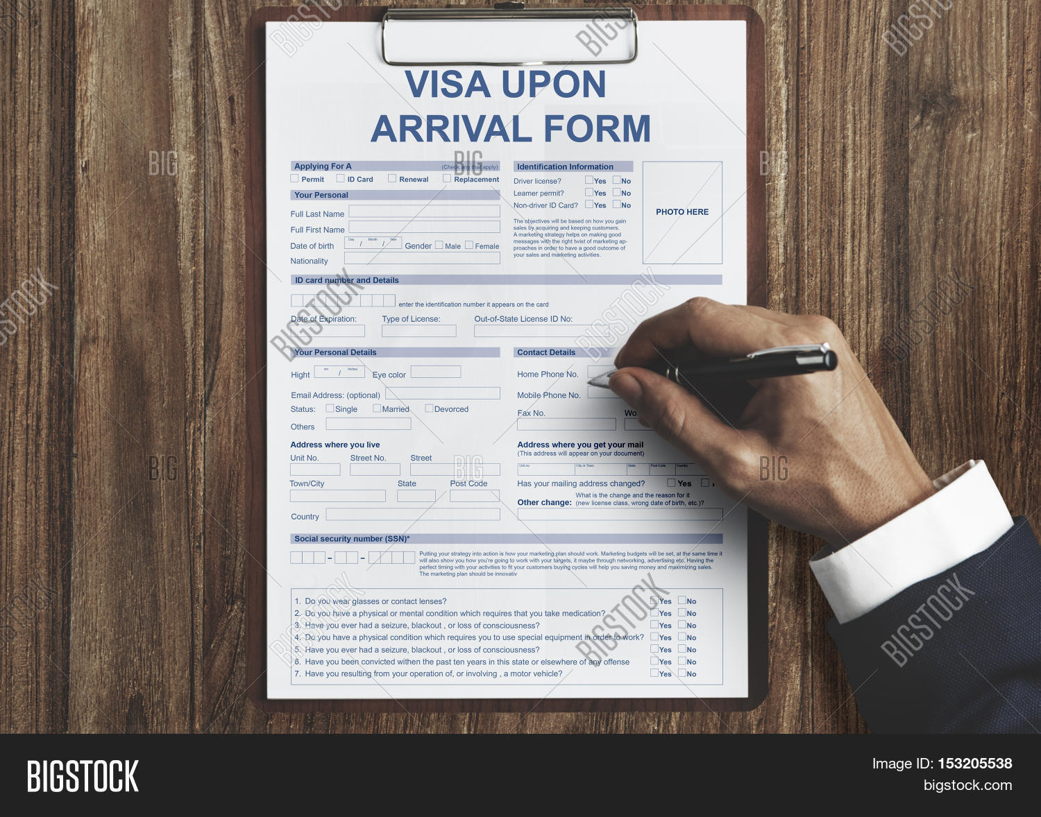 Visa Upon Arrival Form Image & Photo (Free Trial) | Bigstock