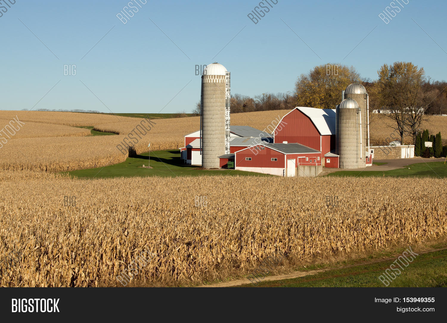 Red Barn Silos On Image & Photo (Free Trial) | Bigstock