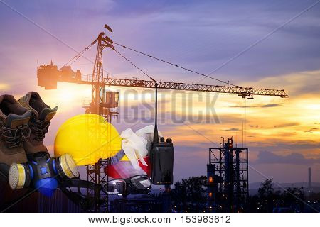work outdoor wear safety equipment at utility construction site ...