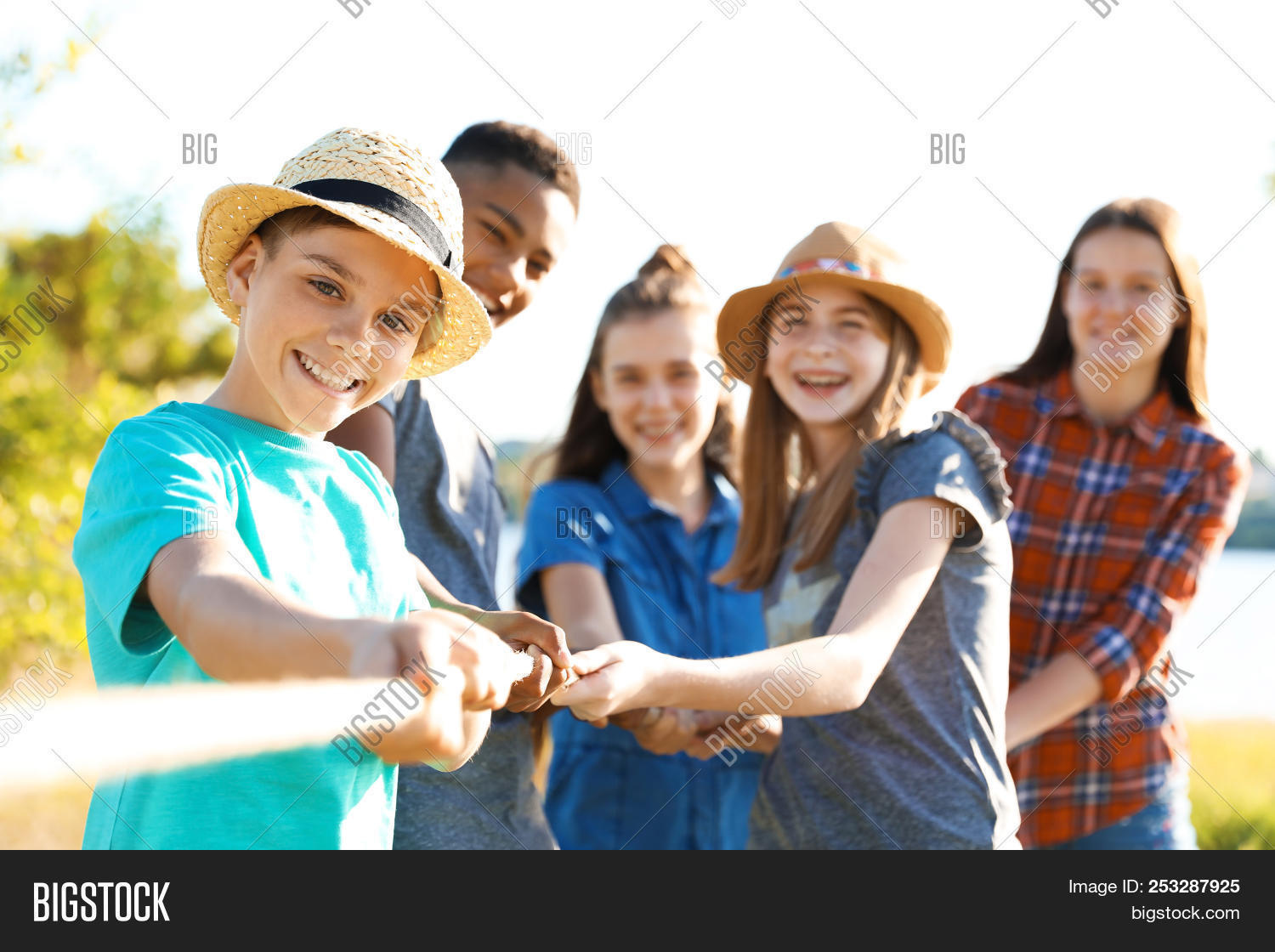 Group Children Pulling Image & Photo (Free Trial) | Bigstock