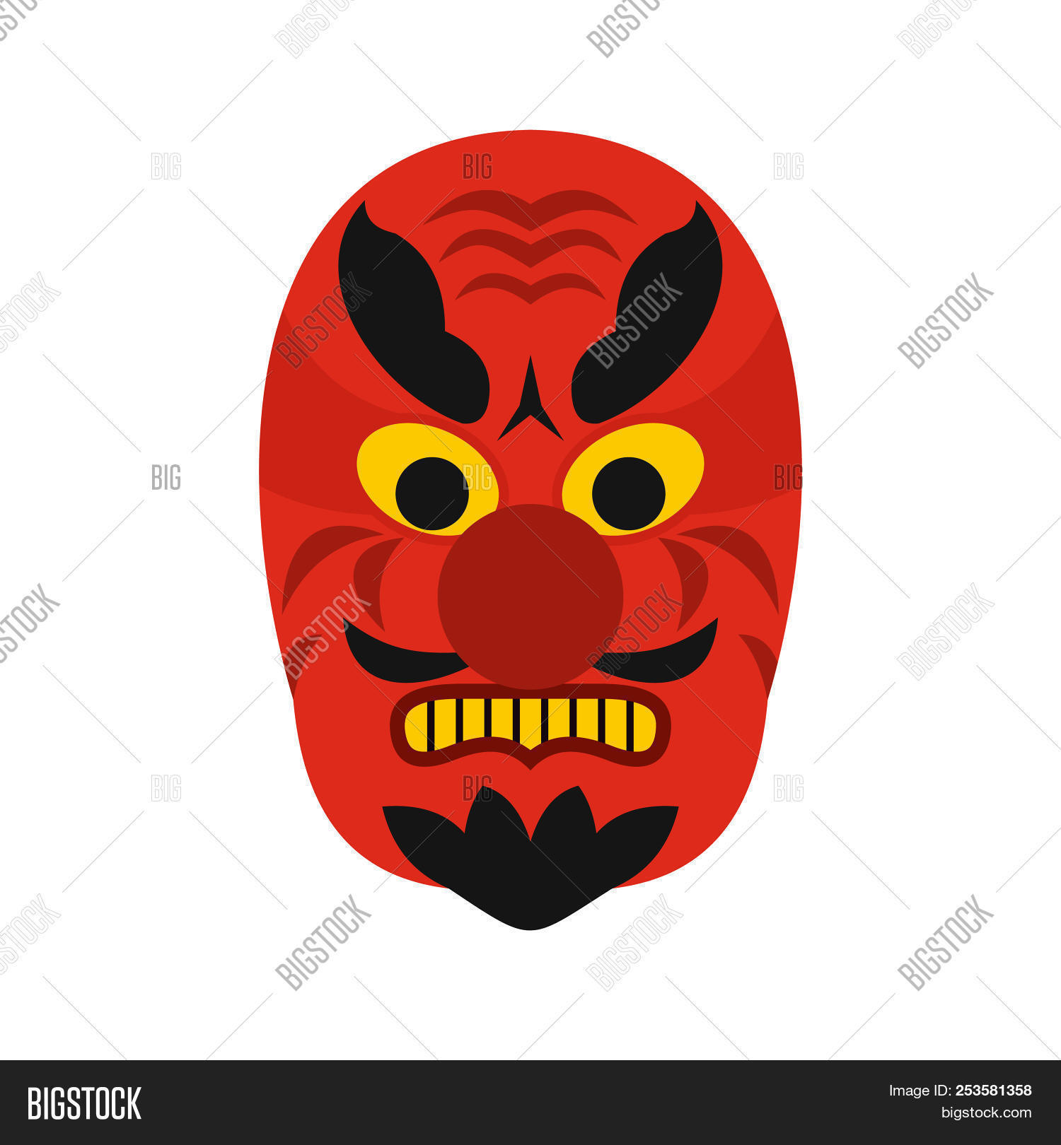 Hannya Mask Icon Flat Image & Photo (Free Trial) | Bigstock