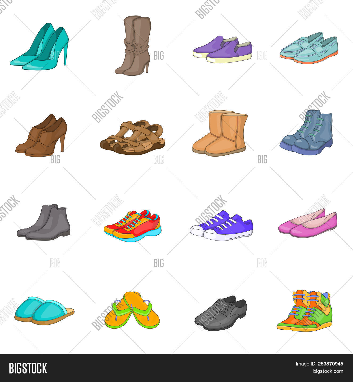 Shoe Icons Set Cartoon Image & Photo (Free Trial) | Bigstock