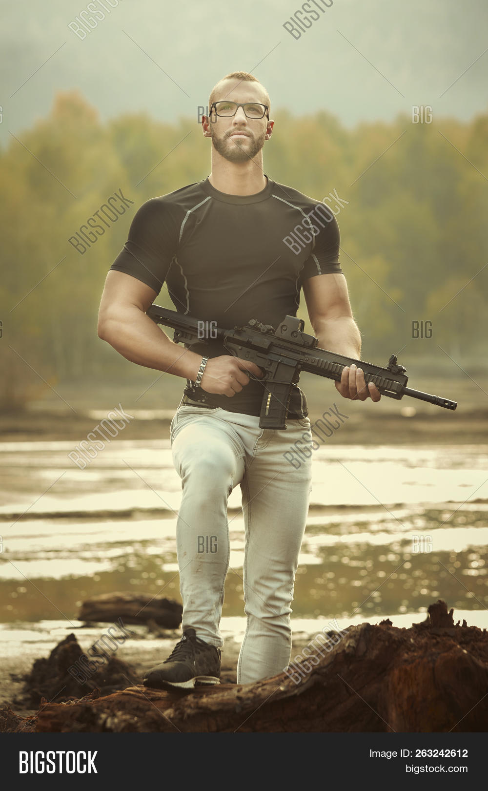 Muscle Man Armed Image & Photo (Free Trial) | Bigstock