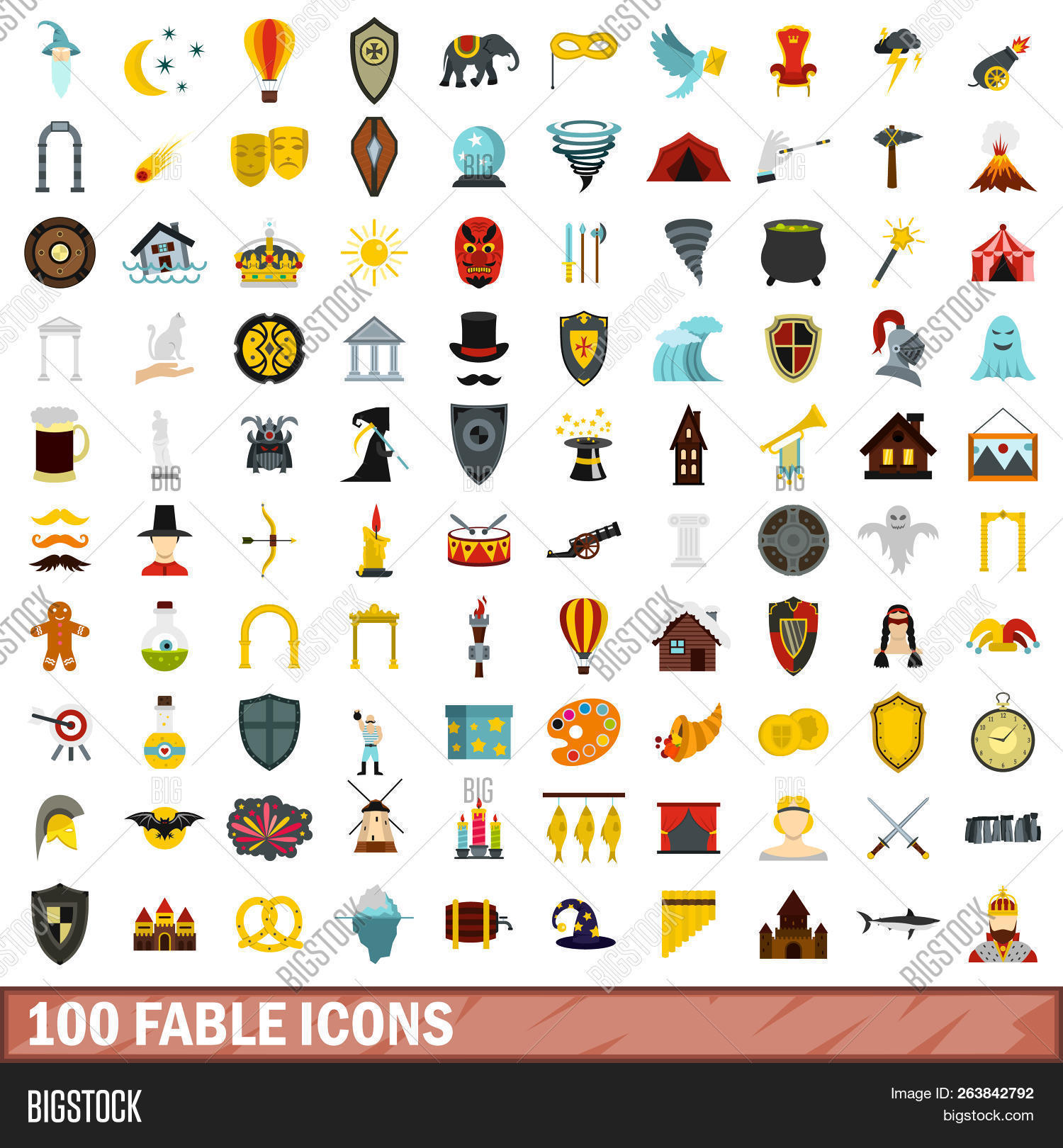 100 Fable Icons Set Image & Photo (Free Trial) | Bigstock