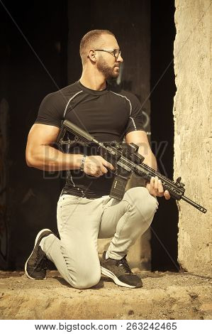 Muscle Man Armed Image & Photo (Free Trial) | Bigstock