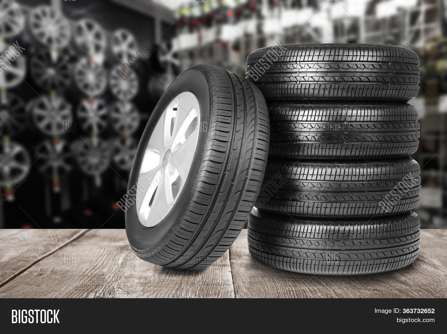 Car Tires On Grey Image & Photo (Free Trial) | Bigstock