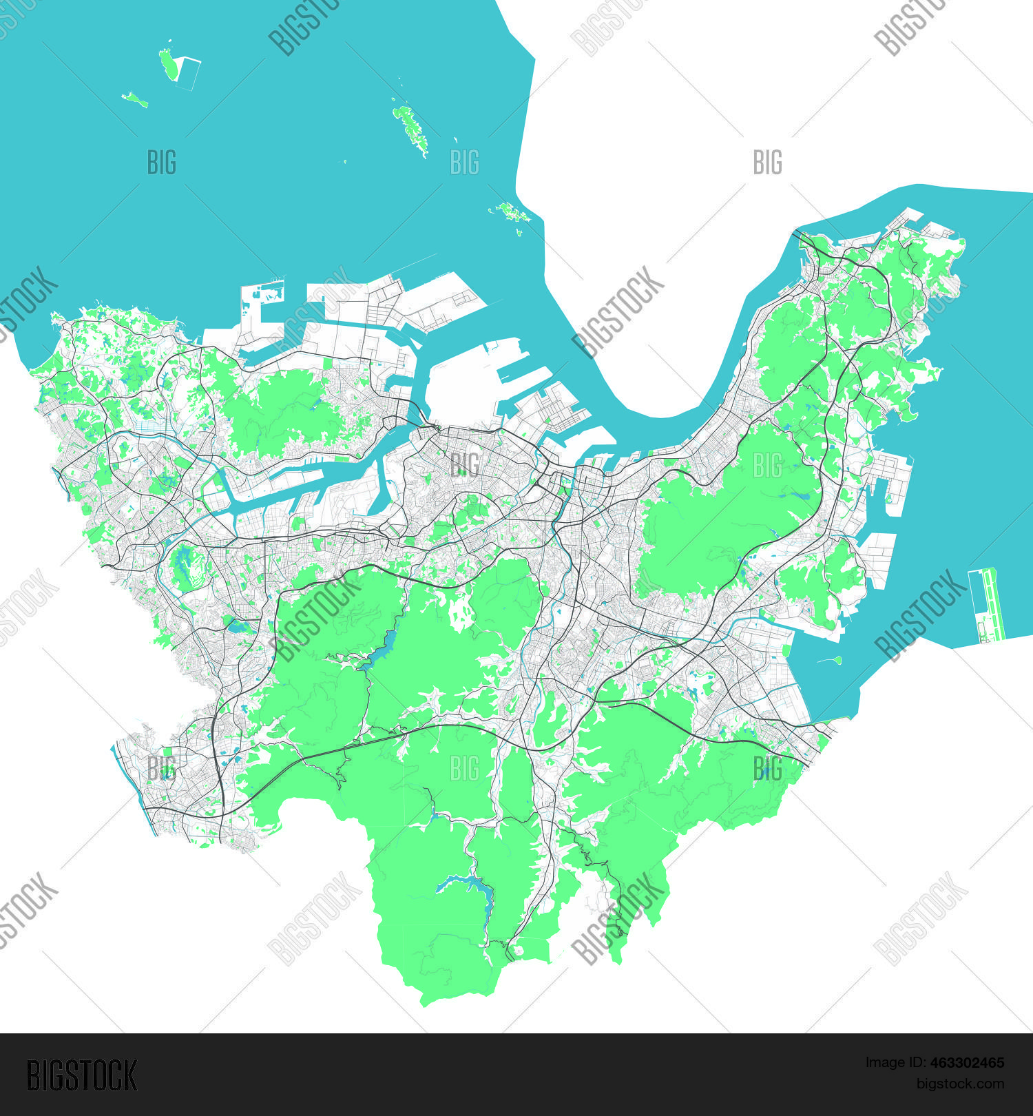 Kitakyushu Map. Vector & Photo (Free Trial) | Bigstock