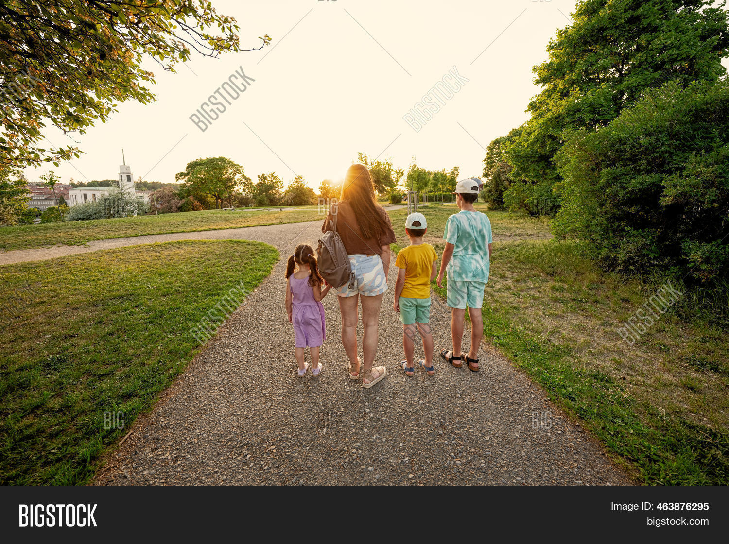 Back Mother Three Kids Image & Photo (Free Trial) | Bigstock