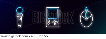 Set Line Computer Mouse Gaming, Joystick For Arcade Machine And Portable Video Game Console Icon ...