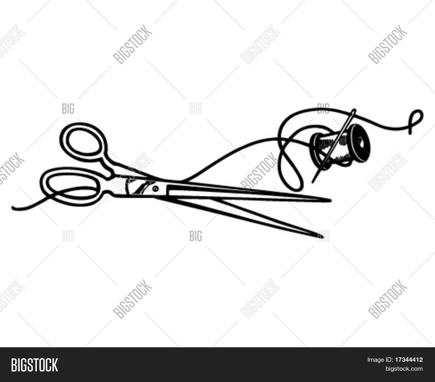 Scissors Thread - Vector & Photo (Free Trial) | Bigstock