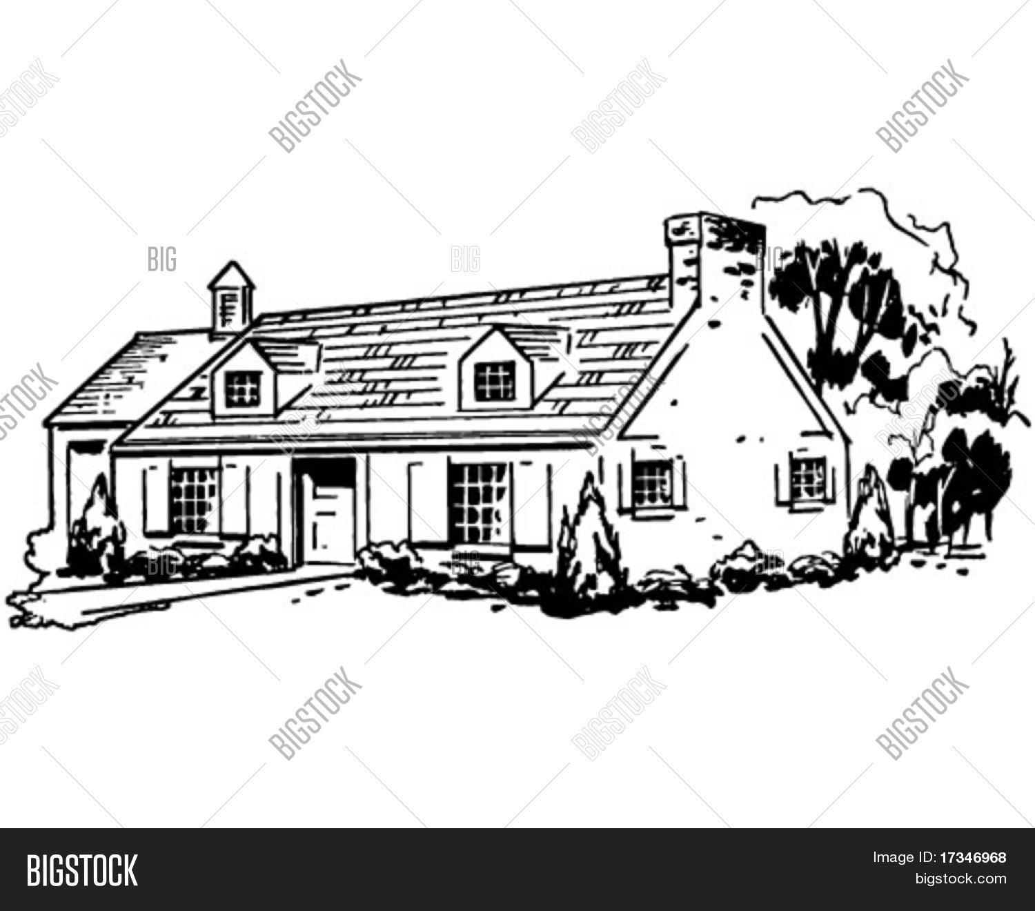 Typical House - Retro Vector & Photo (Free Trial) | Bigstock