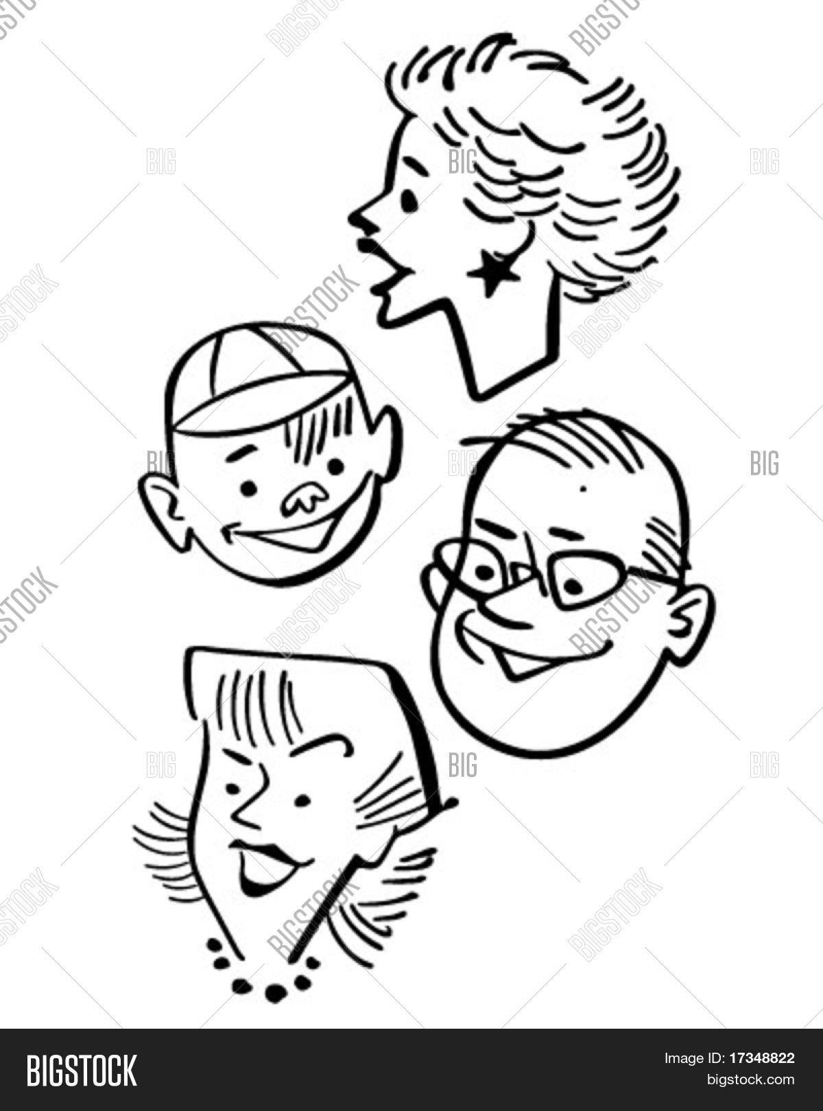 Four People - Retro Vector & Photo (Free Trial) | Bigstock