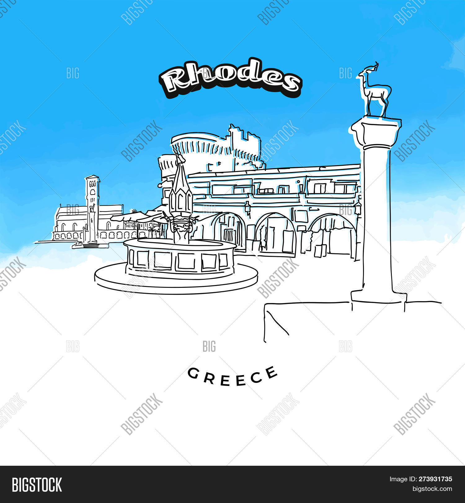 Rhodes Greece Famous Vector & Photo (Free Trial) | Bigstock