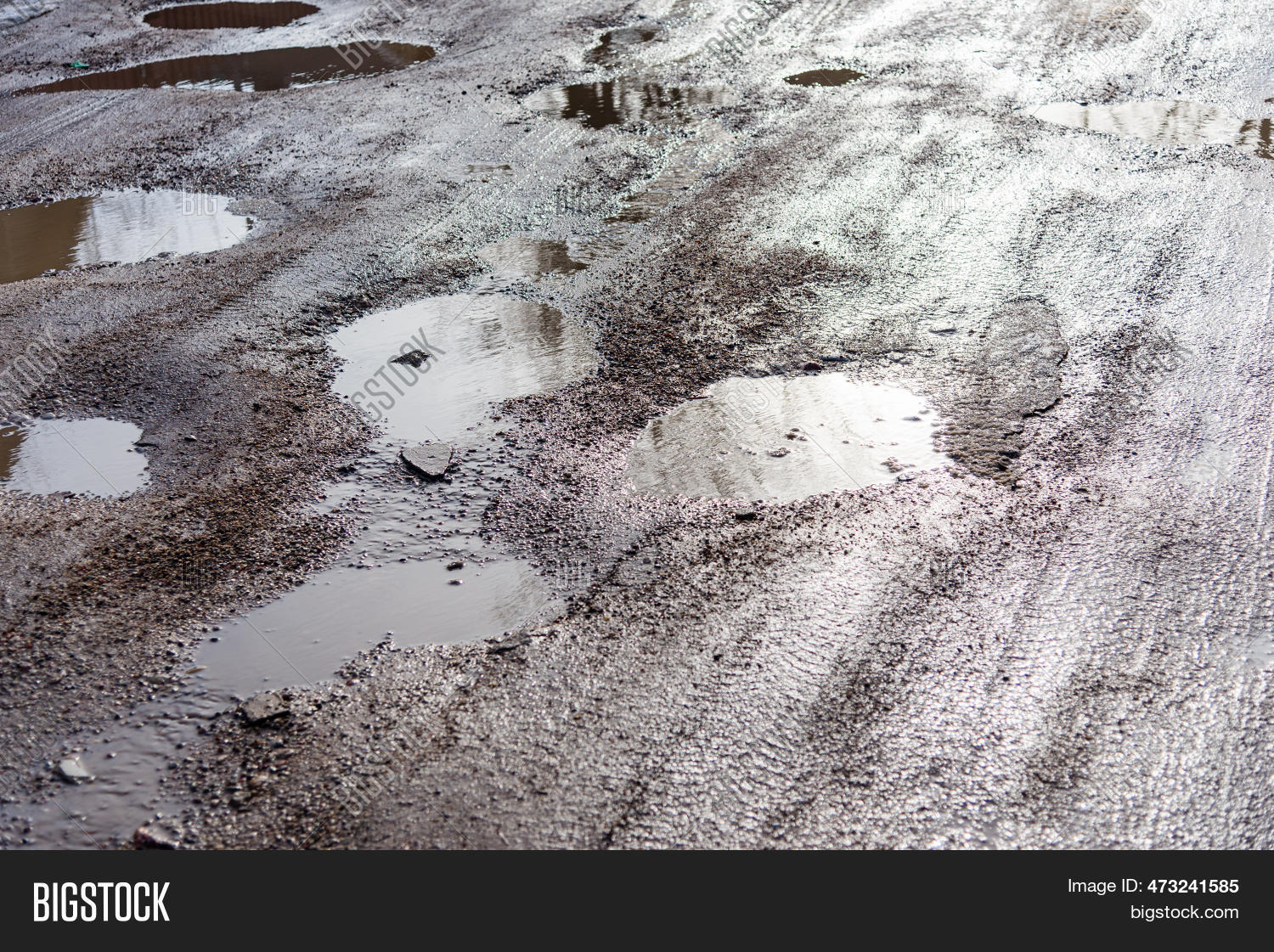 Potholes Water Puddles Image & Photo (Free Trial) | Bigstock