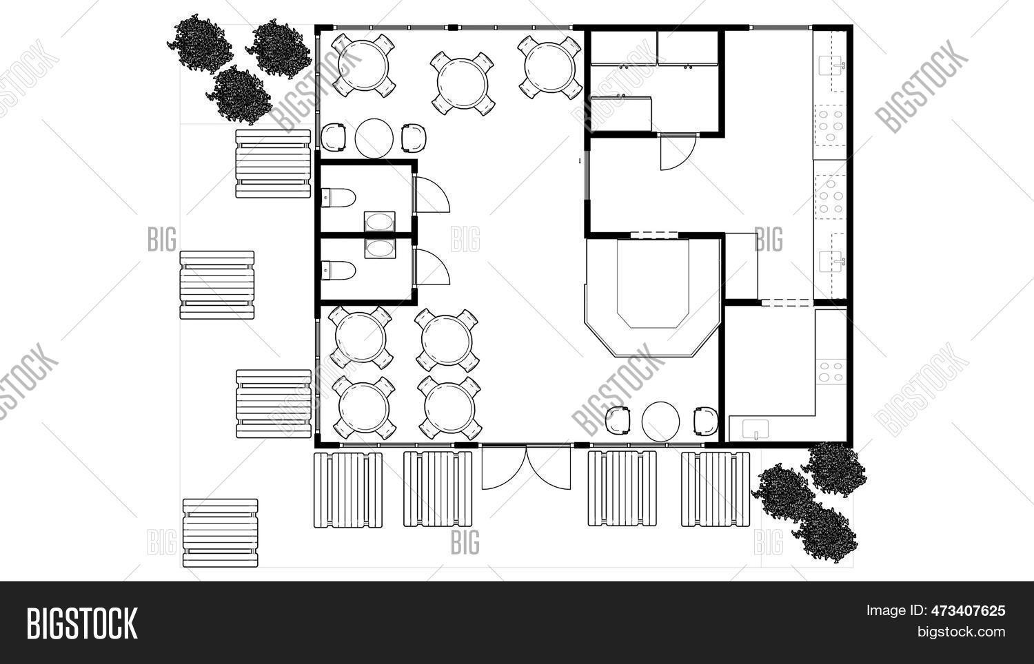 Cafe Top View Plans. Image & Photo (Free Trial) | Bigstock