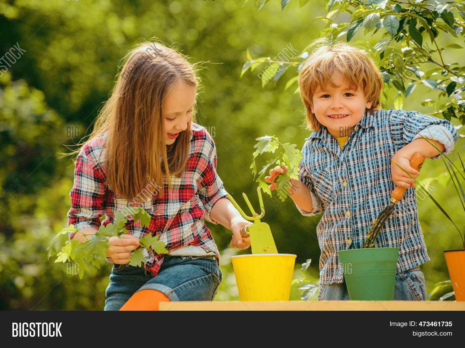Kids Planting Flowers Image & Photo (Free Trial) | Bigstock