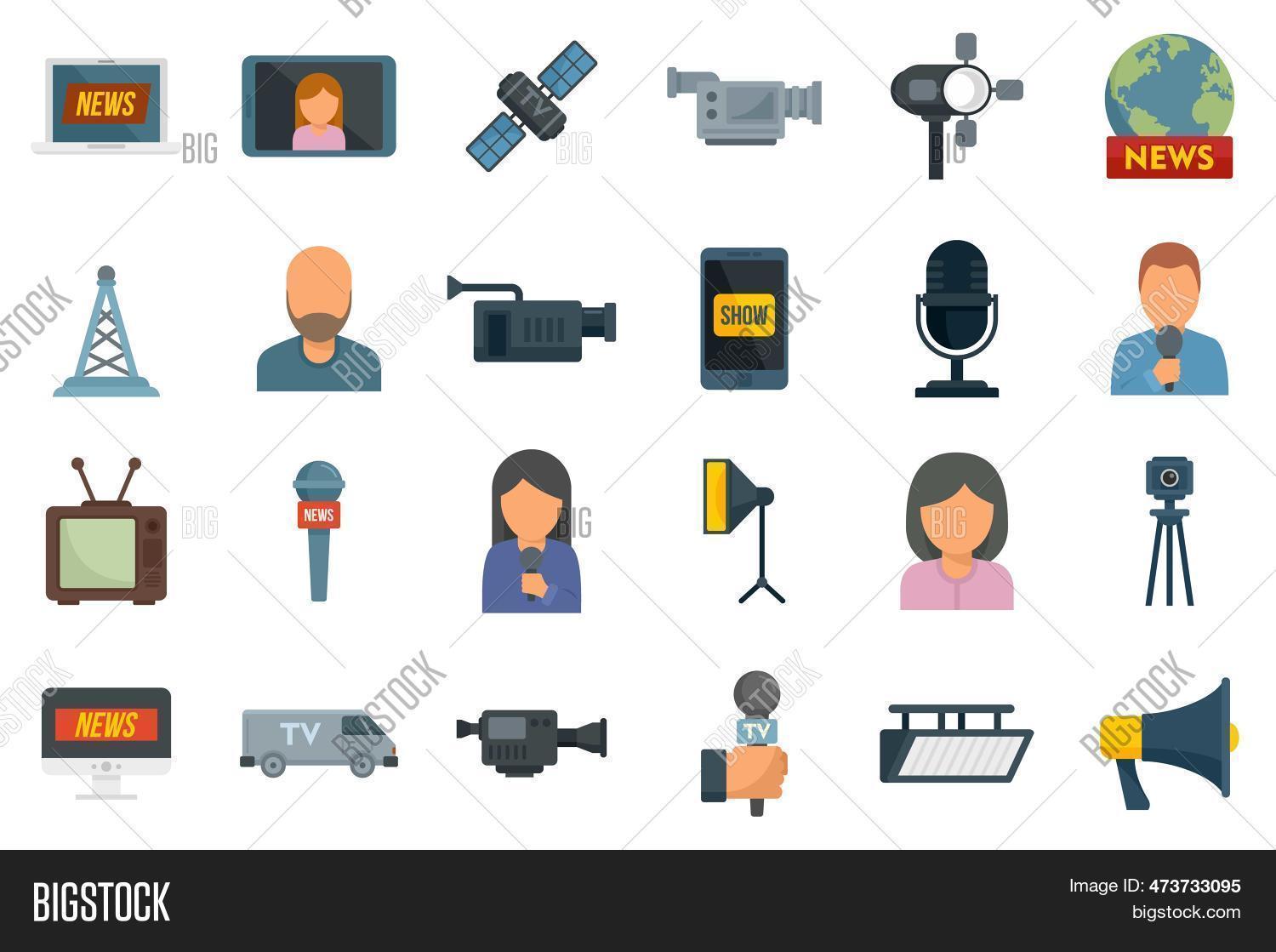 Tv Presenter Icons Set Image & Photo (Free Trial) | Bigstock