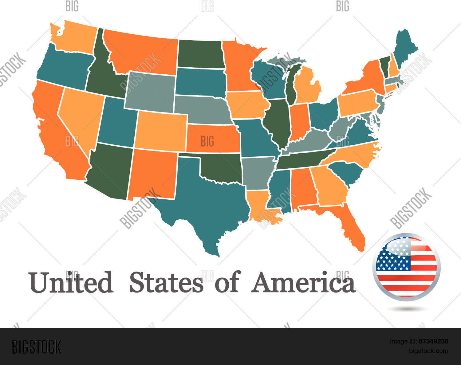 USA Map Vector & Photo (Free Trial) | Bigstock