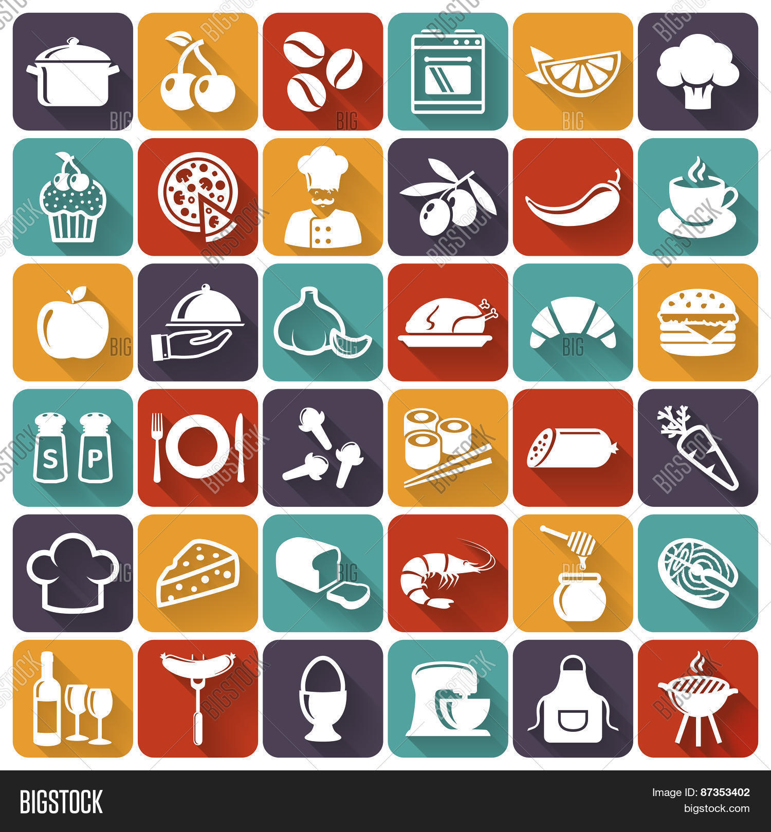 Food Cooking Icons. Vector & Photo (Free Trial) | Bigstock