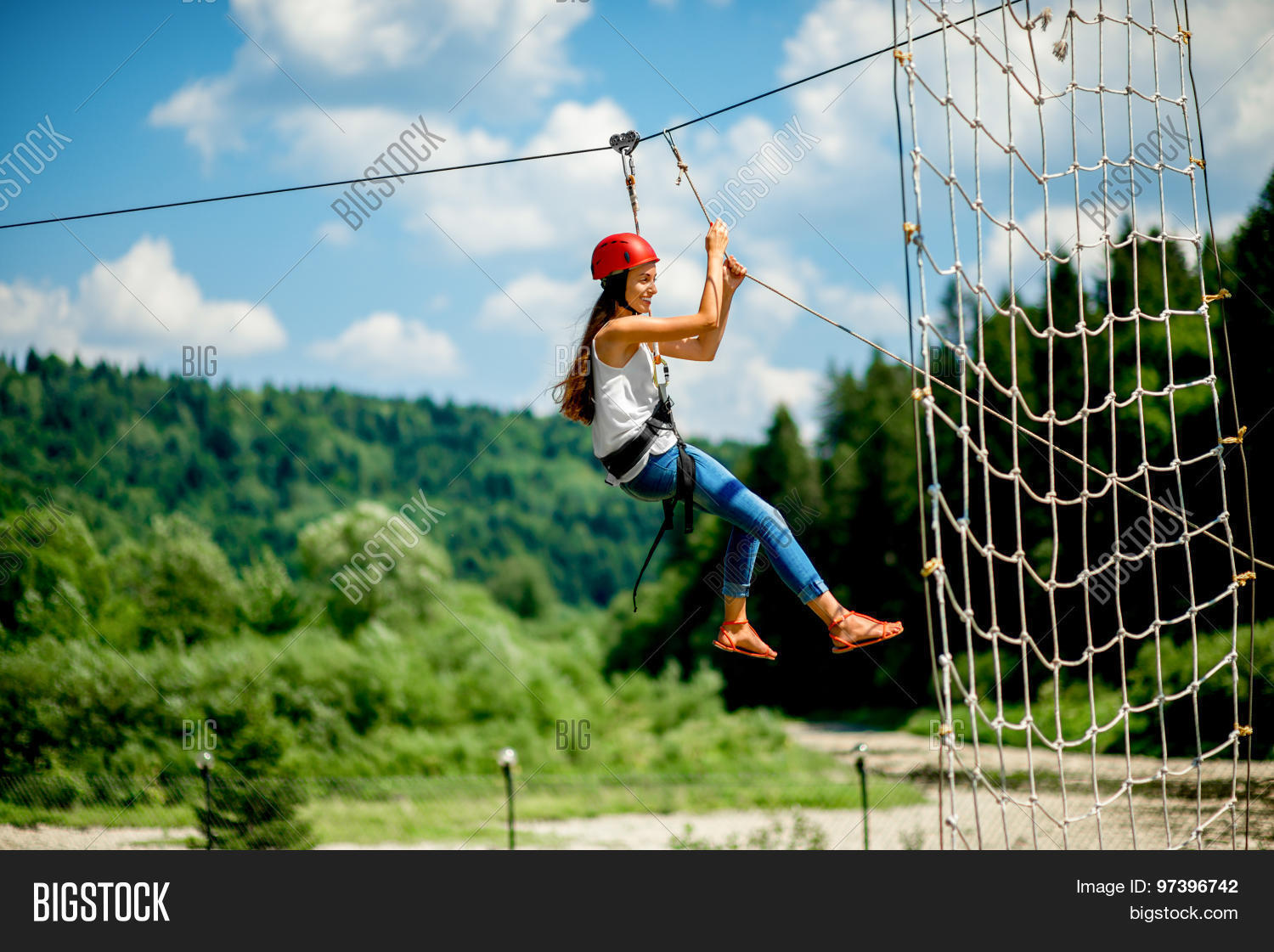 Riding On Zip Line Image & Photo (Free Trial) | Bigstock