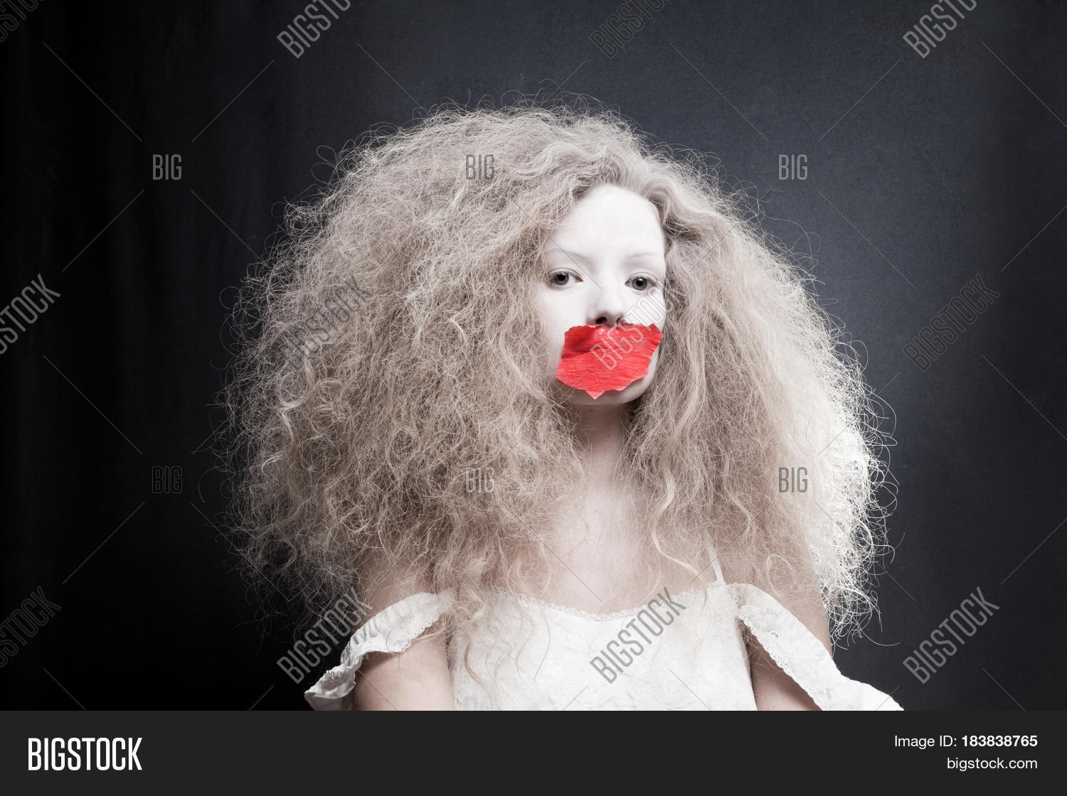 Young Woman Red Tape Image & Photo (Free Trial) | Bigstock
