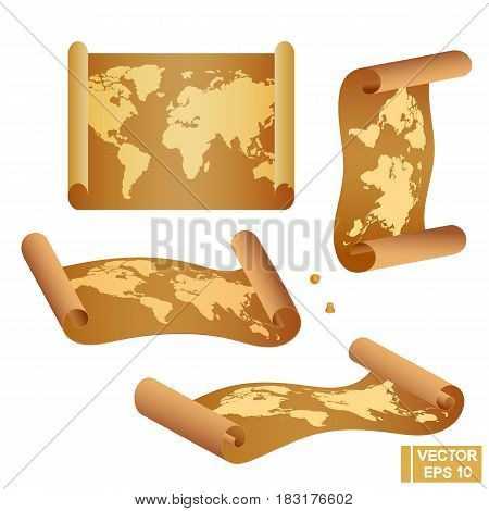 Scroll World Map Vector & Photo (Free Trial) | Bigstock
