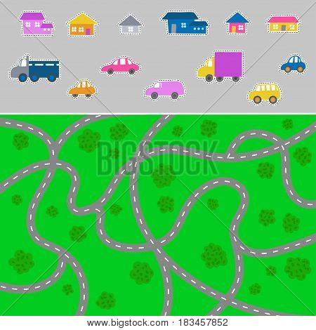 Kid Town Map Game Vector & Photo (Free Trial) | Bigstock