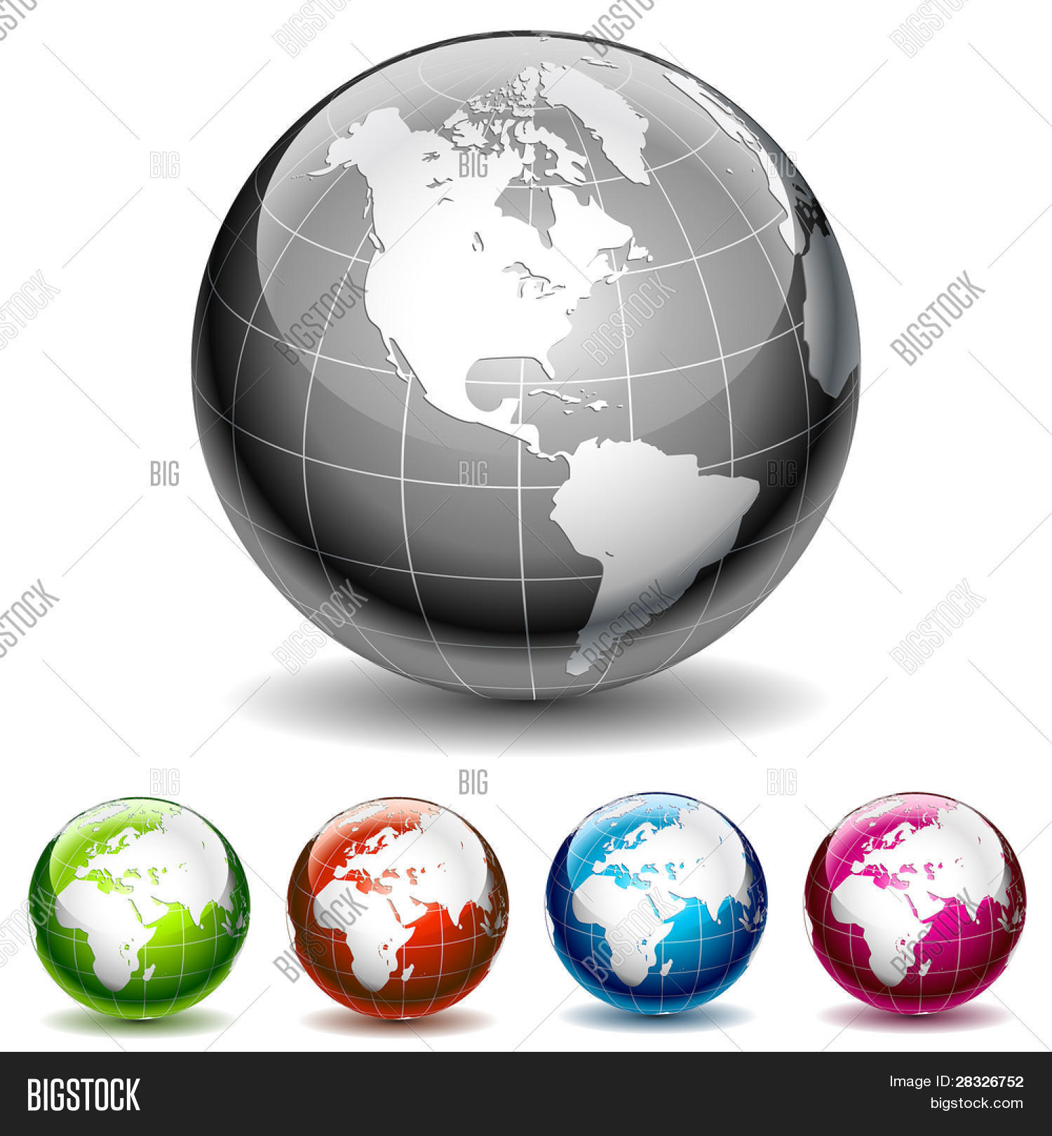 Set Colored Globe Vector & Photo (Free Trial) | Bigstock