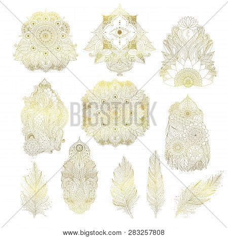 Set Golden Boho Vector & Photo (Free Trial) | Bigstock
