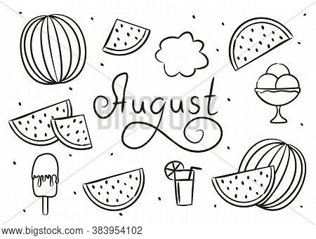 Set Hand Drawn August Vector & Photo (Free Trial) | Bigstock
