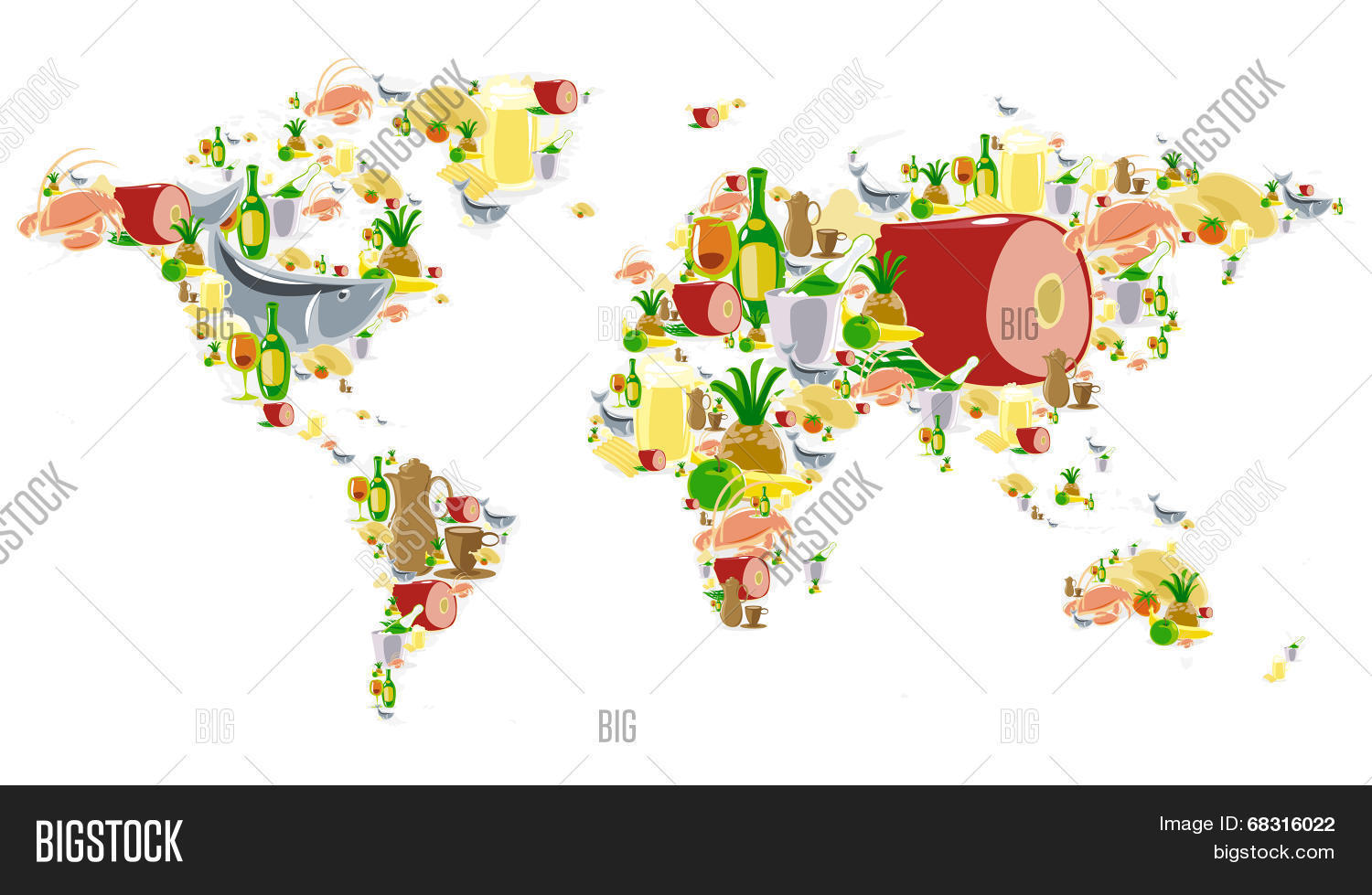 World Map Food Drinks Vector & Photo (Free Trial) | Bigstock