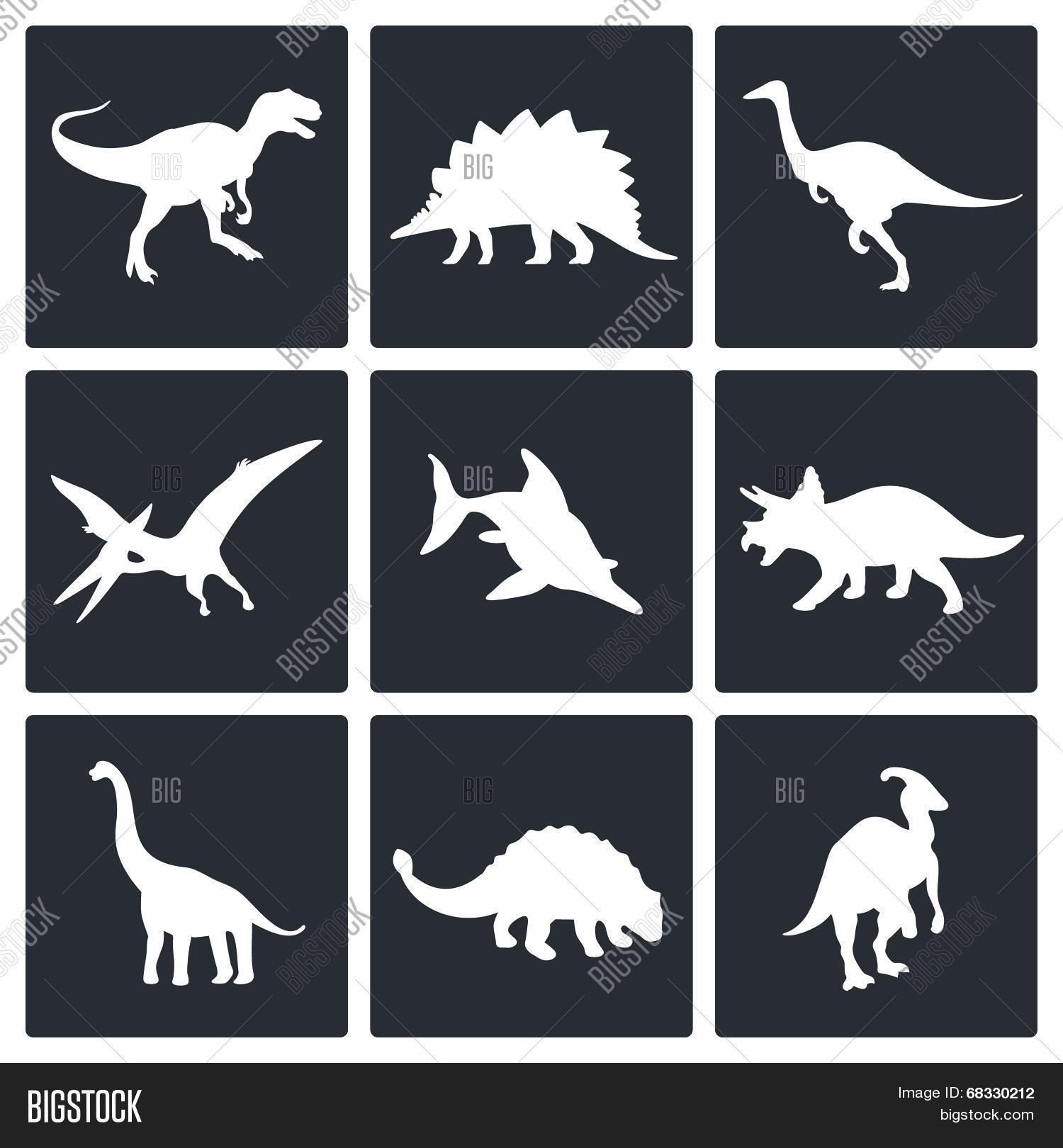 Dinosaurs Icons Set Vector & Photo (Free Trial) | Bigstock